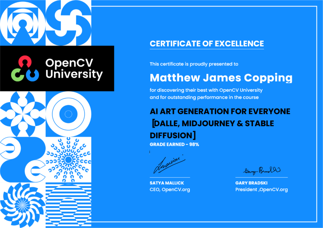 AIArtGeneration Everyone Certificate | OpenCV