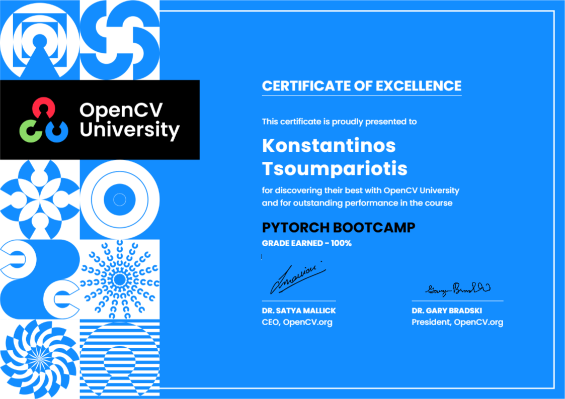 PyTorch Bootcamp Free PyTorch Bootcamp Certificate | OpenCV