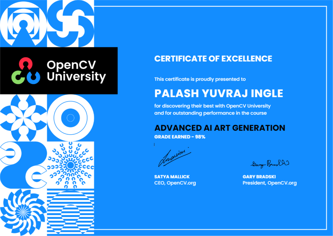 AIArtGeneration Advanced Certificate | OpenCV
