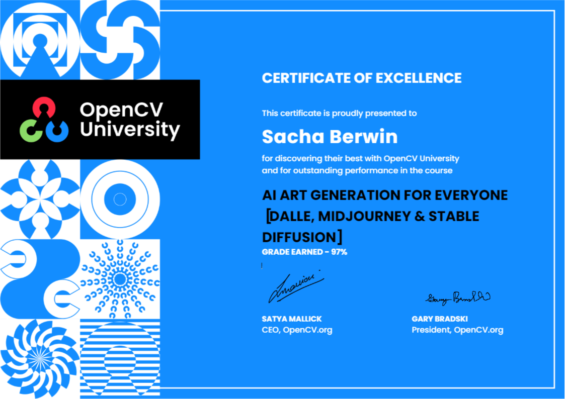 AIArtGeneration Everyone Certificate | OpenCV