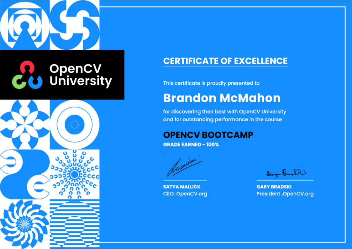 OpenCV Free OpenCV Bootcamp Certificate | OpenCV
