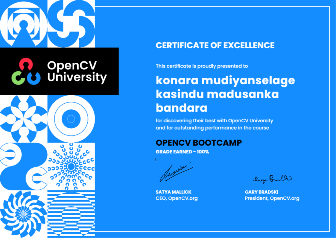 OpenCV Free OpenCV Bootcamp Certificate | OpenCV