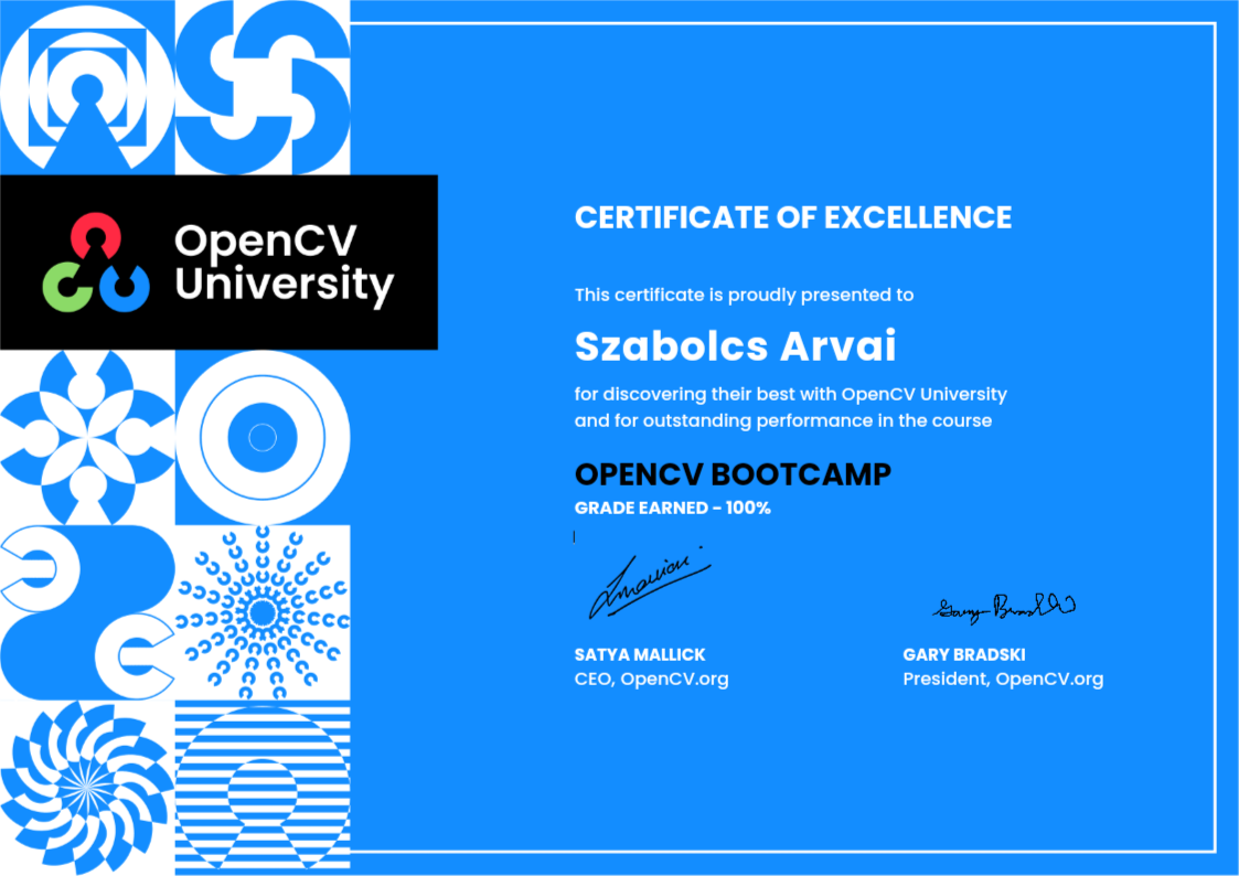 OpenCV Free OpenCV Bootcamp Certificate | OpenCV