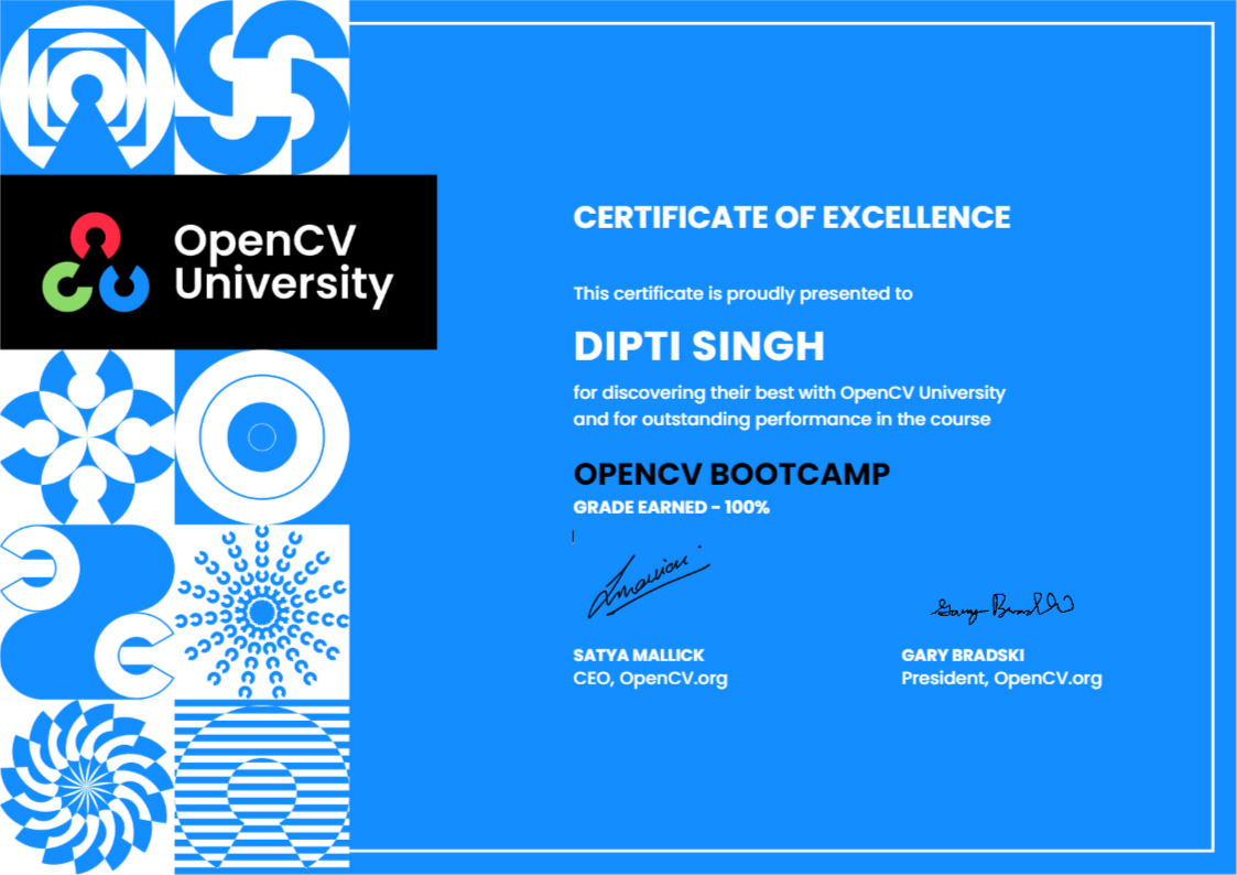 OpenCV Free OpenCV Bootcamp Certificate | OpenCV