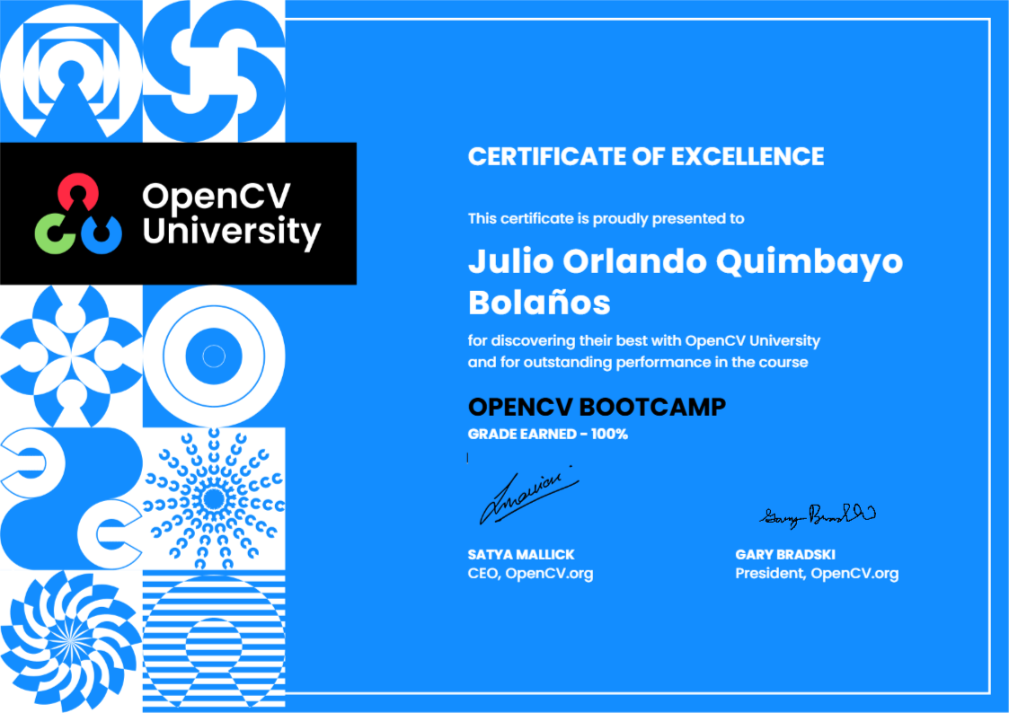 OpenCV Free OpenCV Bootcamp Certificate | OpenCV