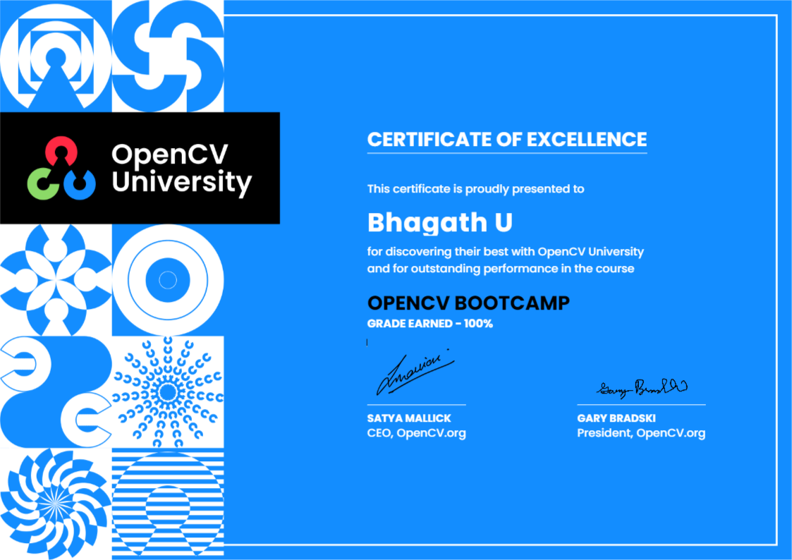 OpenCV Free OpenCV Bootcamp Certificate | OpenCV