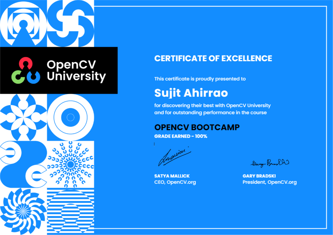 OpenCV Free OpenCV Bootcamp Certificate | OpenCV