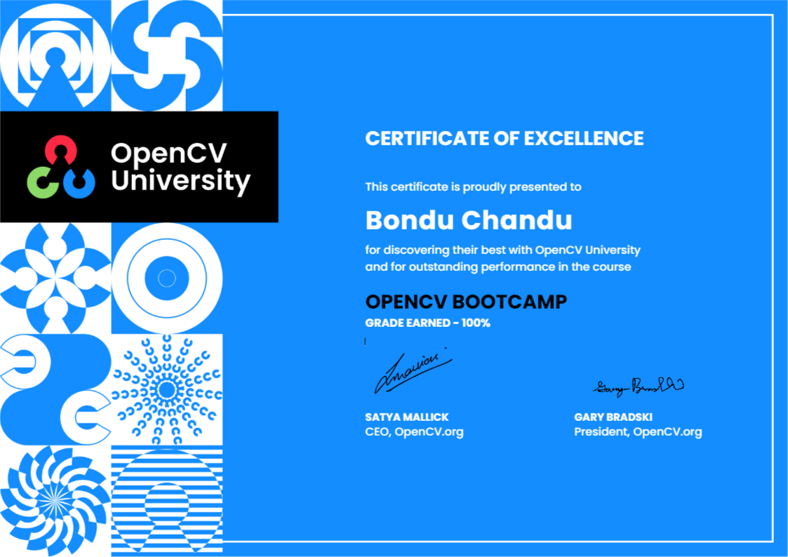 OpenCV Free OpenCV Bootcamp Certificate | OpenCV