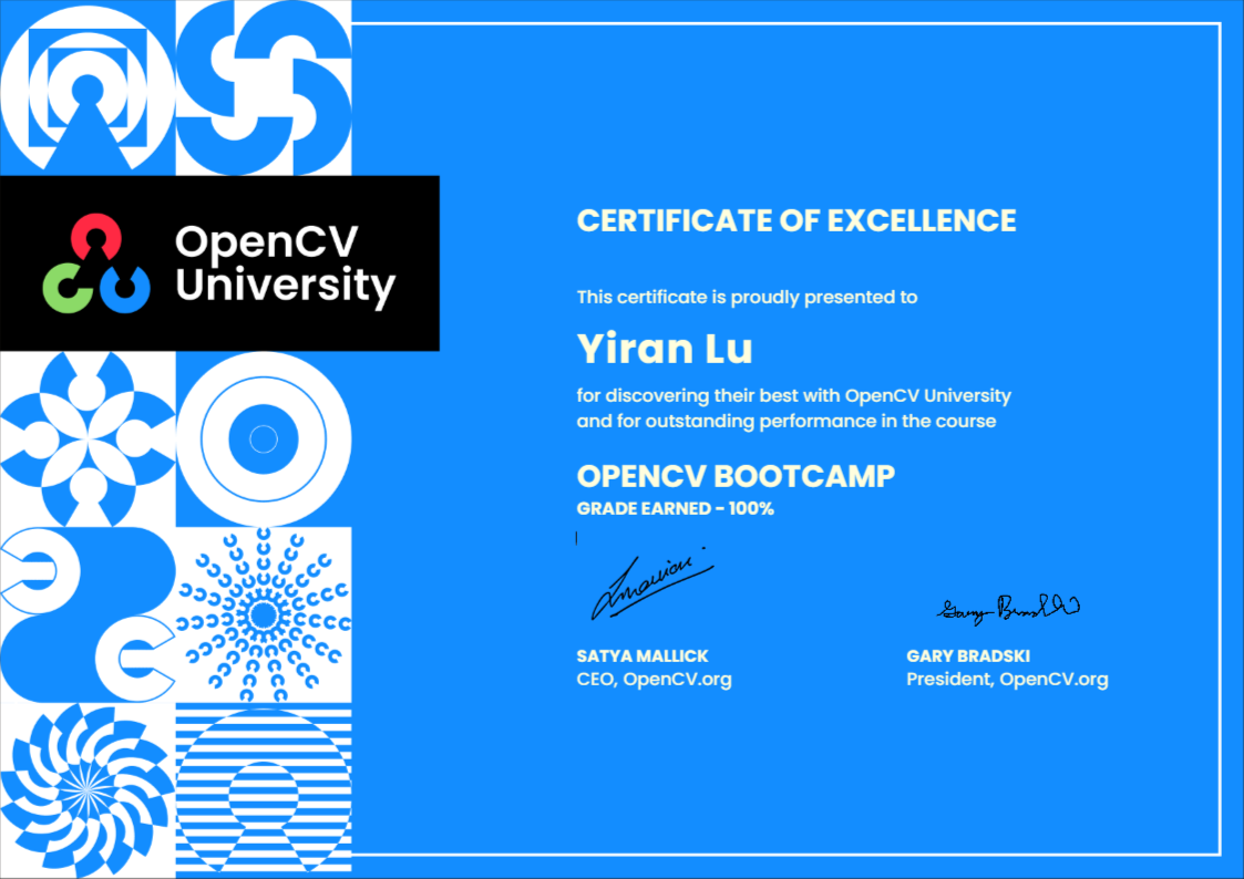 OpenCV Free OpenCV Bootcamp Certificate | OpenCV