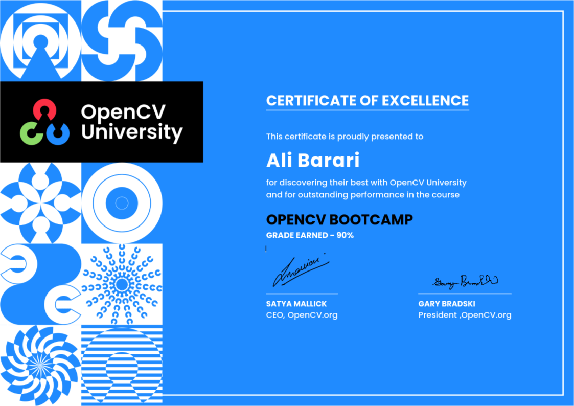 OpenCV Free OpenCV Bootcamp Certificate | OpenCV