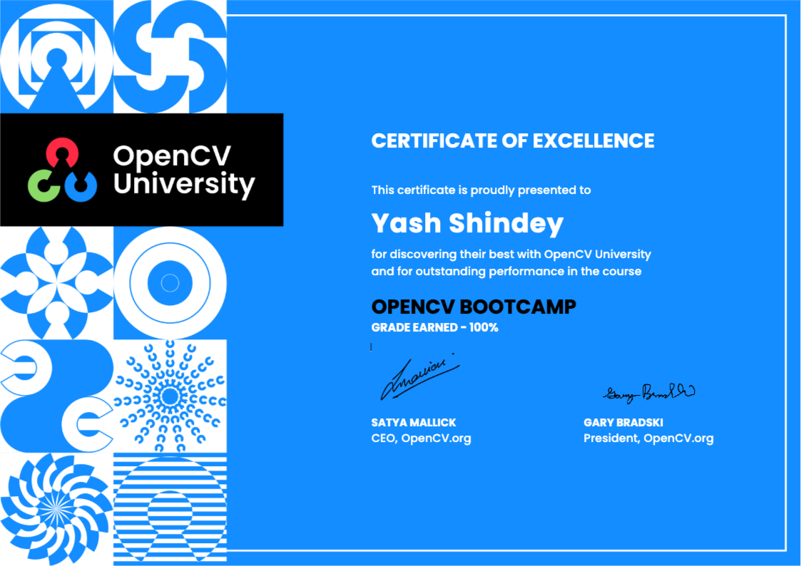 OpenCV Free OpenCV Bootcamp Certificate | OpenCV