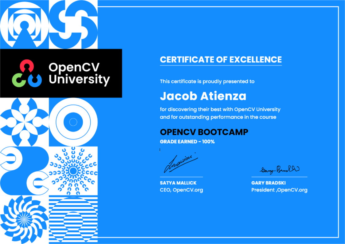 OpenCV Free OpenCV Bootcamp Certificate | OpenCV