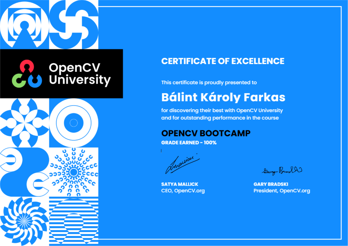 OpenCV Free OpenCV Bootcamp Certificate | OpenCV