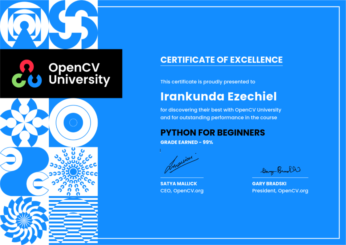 OpenCV Python For Beginners Certificate | OpenCV