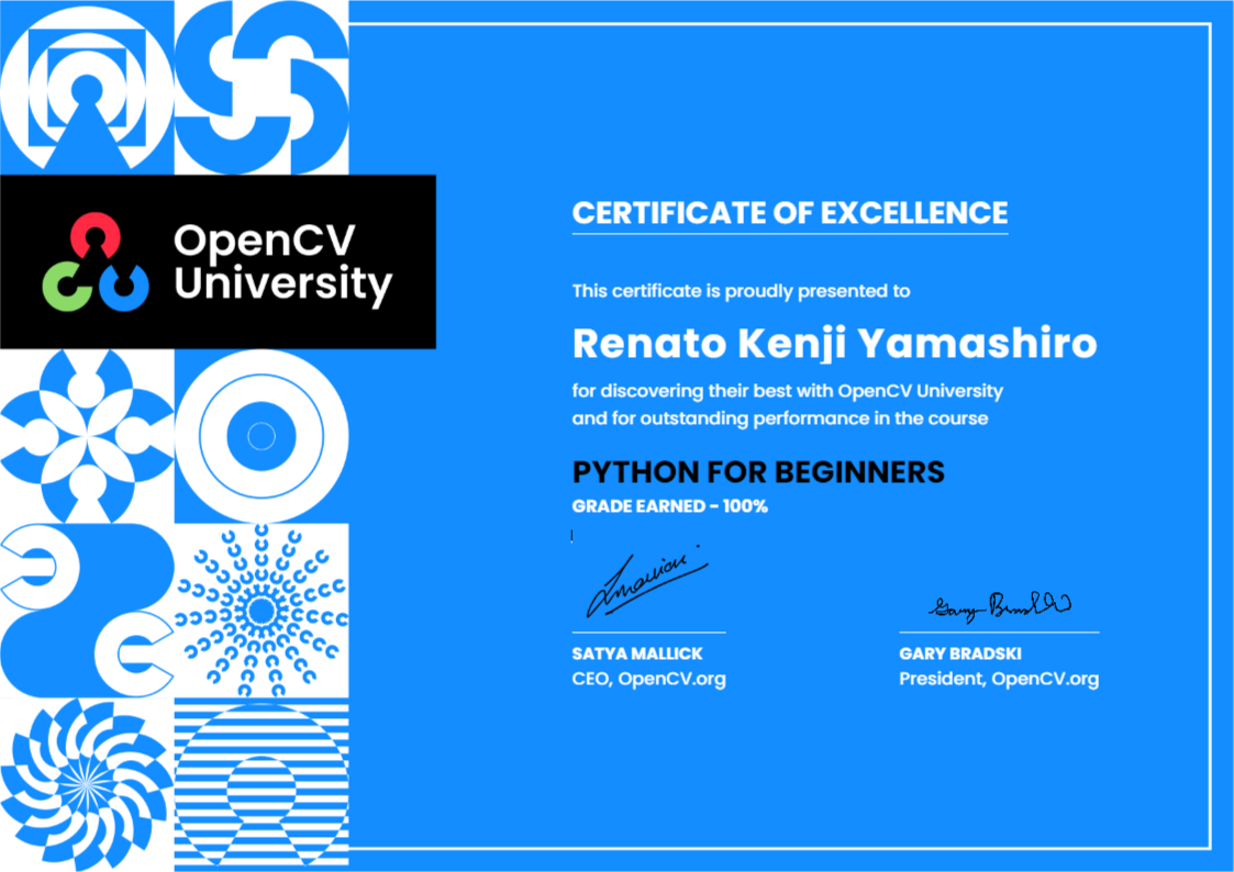 OpenCV Python For Beginners Certificate | OpenCV