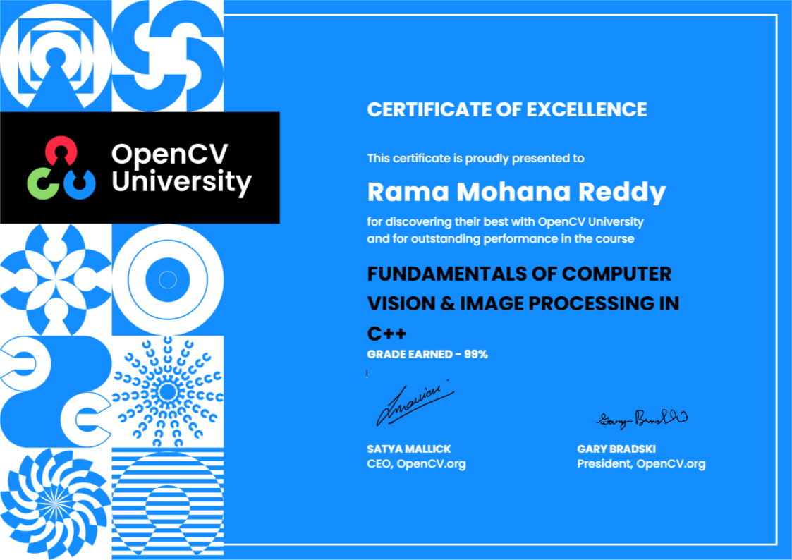 OpenCV.org CVIP Certificate | OpenCV