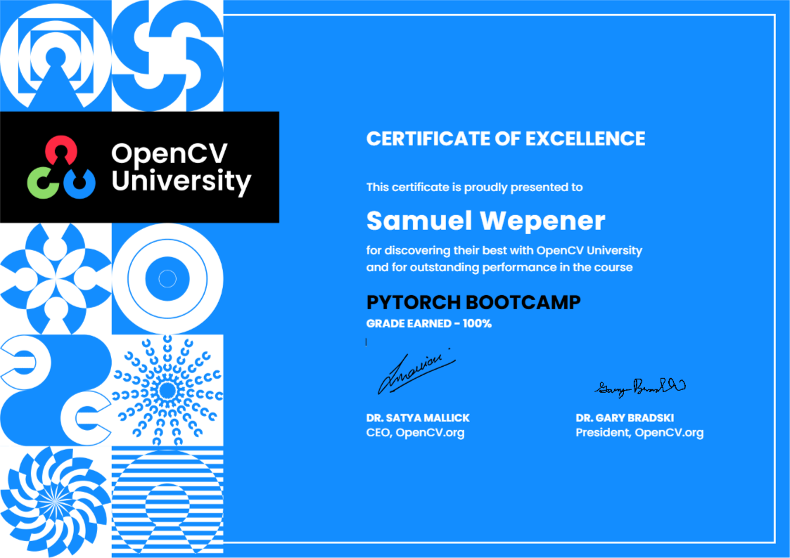 PyTorch Bootcamp Free PyTorch Bootcamp Certificate | OpenCV