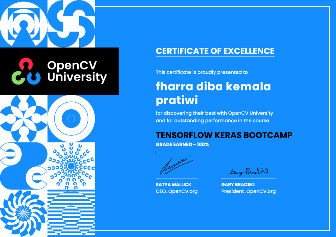 Tensorflow Free Tensorflow Keras Bootcamp Certificate | OpenCV